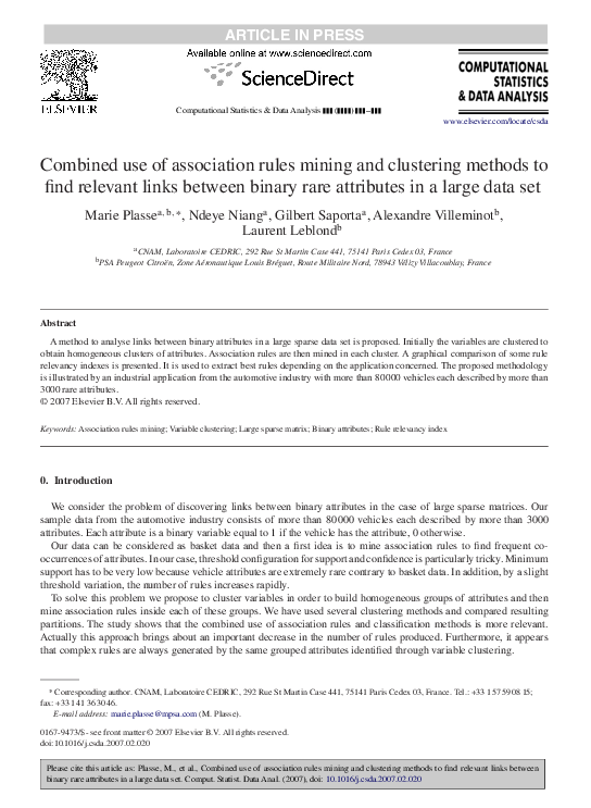 Pdf Combined Use Of Association Rules Mining And Clustering Methods To Find Relevant Links
