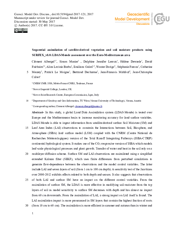 (PDF) Sequential assimilation of satellite-derived vegetation and soil moisture products using ...