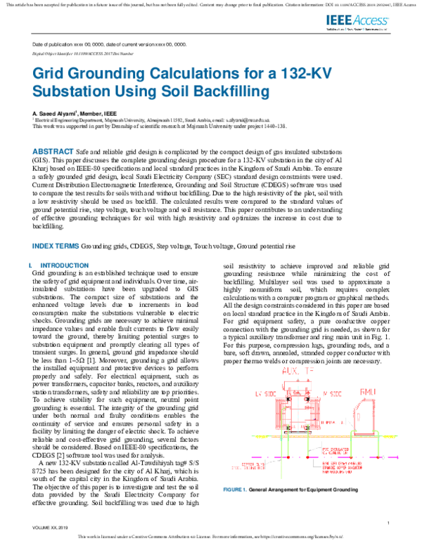 (PDF) Grid Grounding Calculations for a 132-KV Substation Using Soil ...