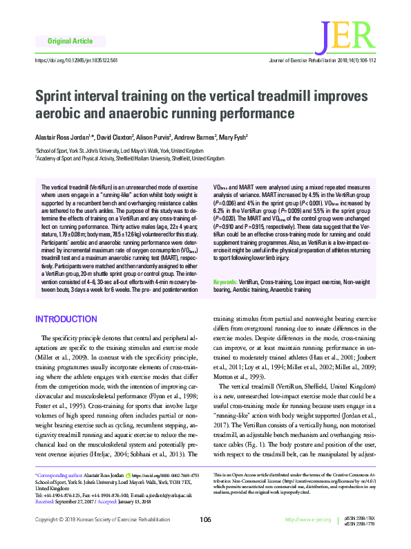 (PDF) Sprint interval training on the vertical treadmill improves ...