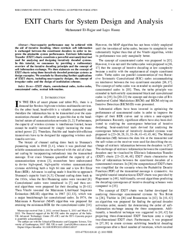 (PDF) EXIT Charts for System Design and Analysis