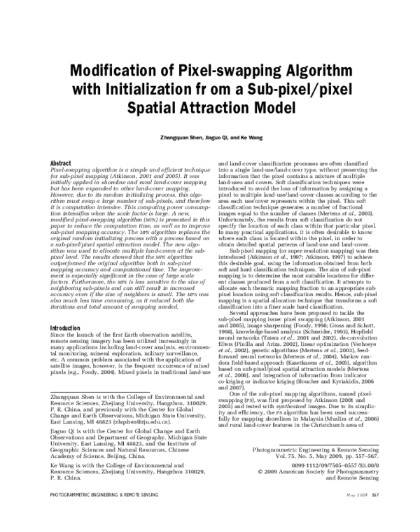 Pdf Modification Of Pixel Swapping Algorithm With Initialization From A Sub Pixel Pixel