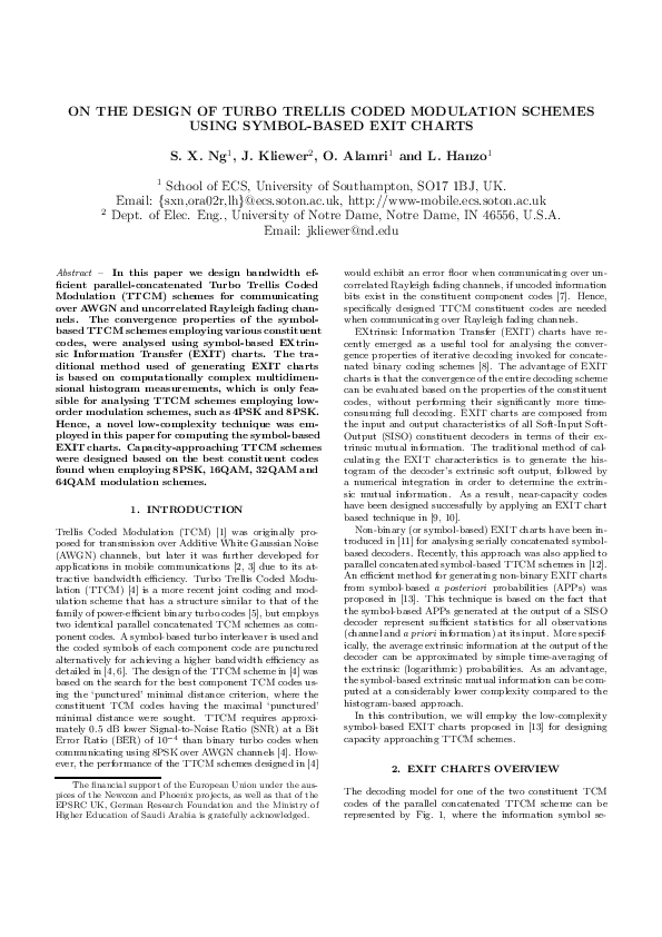 Pdf On The Design Of Turbo Trellis Coded Modulation Schemes Using Symbol Based Exit Charts