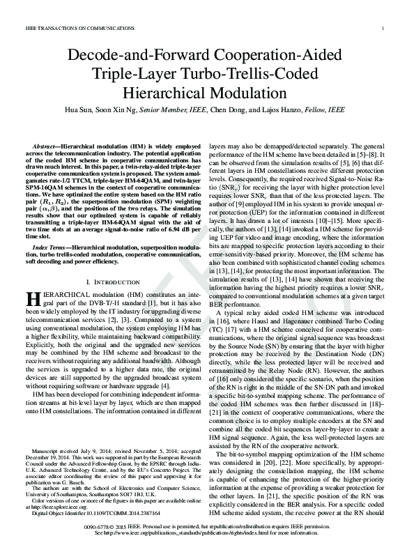 Pdf Decode And Forward Cooperation Aided Triple Layer Turbo Trellis Coded Hierarchical