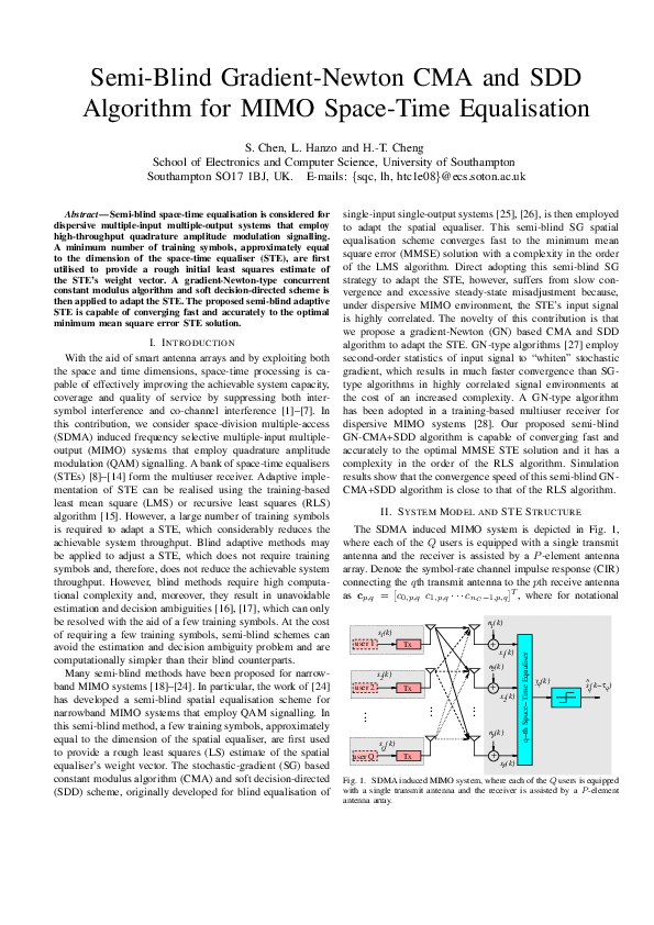 (PDF) Semi-Blind MIMO Equalisation Using CMA