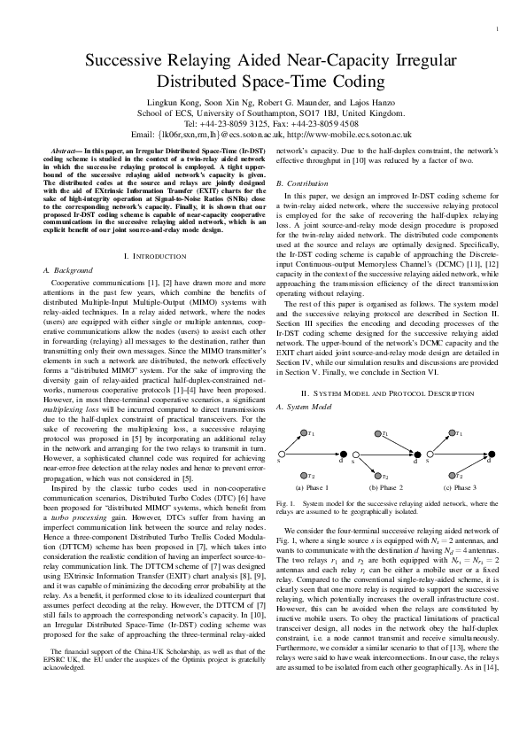 (PDF) Successive Relaying Aided Near-Capacity Irregular Distributed Space-Time Coding | Lajos ...