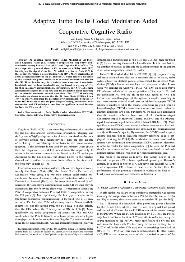Pdf Adaptive Turbo Trellis Coded Modulation Aided Cooperative Cognitive Radio