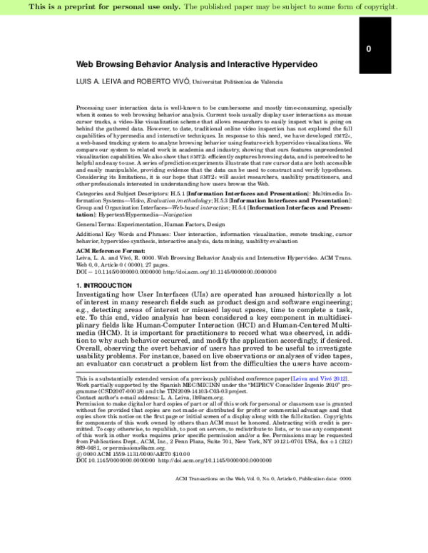 (PDF) Web browsing behavior analysis and interactive hypervideo