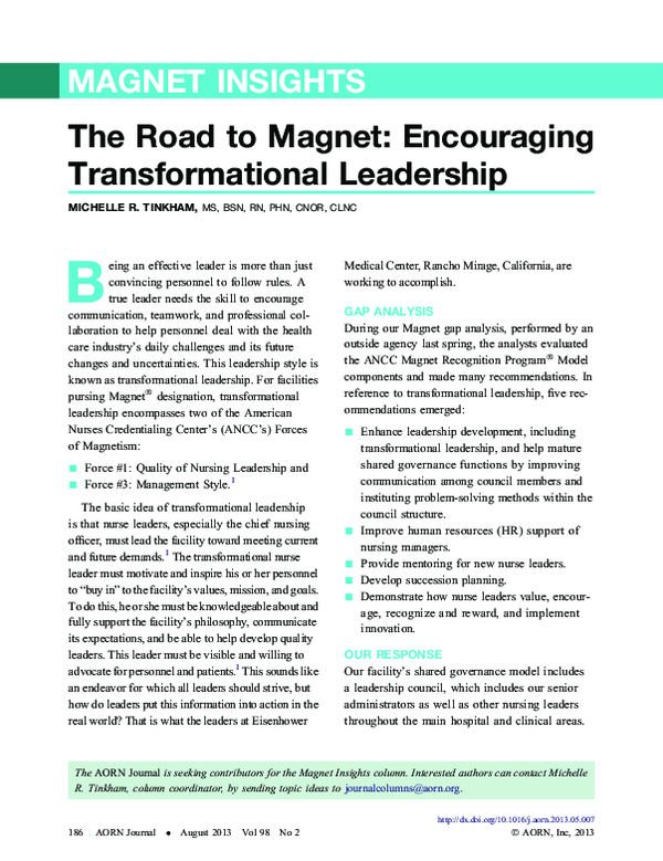 (PDF) The Road to Magnet: Encouraging Transformational Leadership