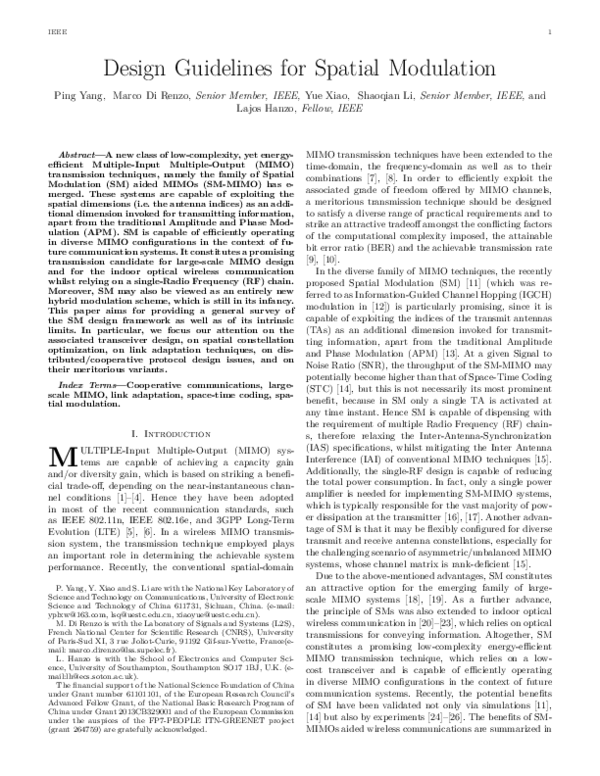 Pdf Design Guidelines For Spatial Modulation