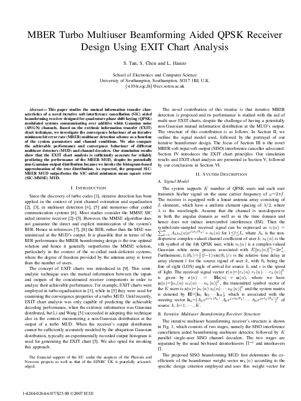 (PDF) MBER Turbo Multiuser Beamforming Aided QPSK Receiver Design Using EXIT Chart Analysis
