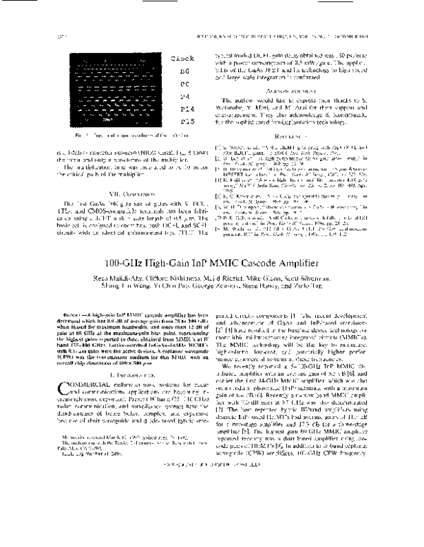 (PDF) 100-GHz high-gain InP MMIC cascode amplifier
