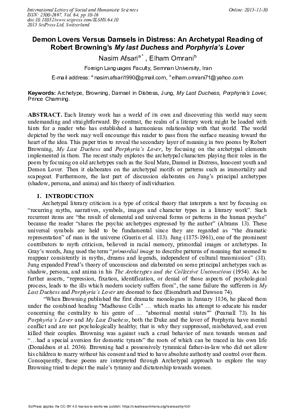 (PDF) Demon Lovers versus Damsels in Distress: An Archetypal Reading of ...