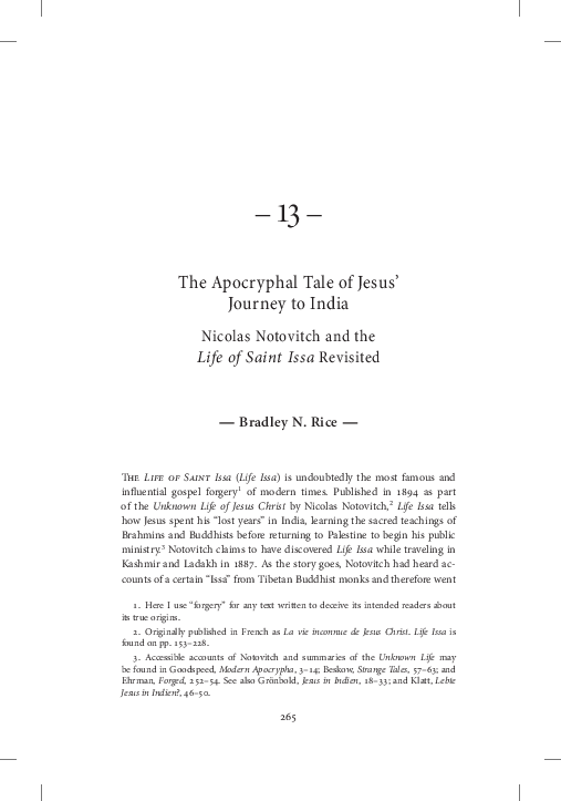 (PDF) The Apocryphal Tale of Jesus' Journey to India: Nicolas Notovitch ...