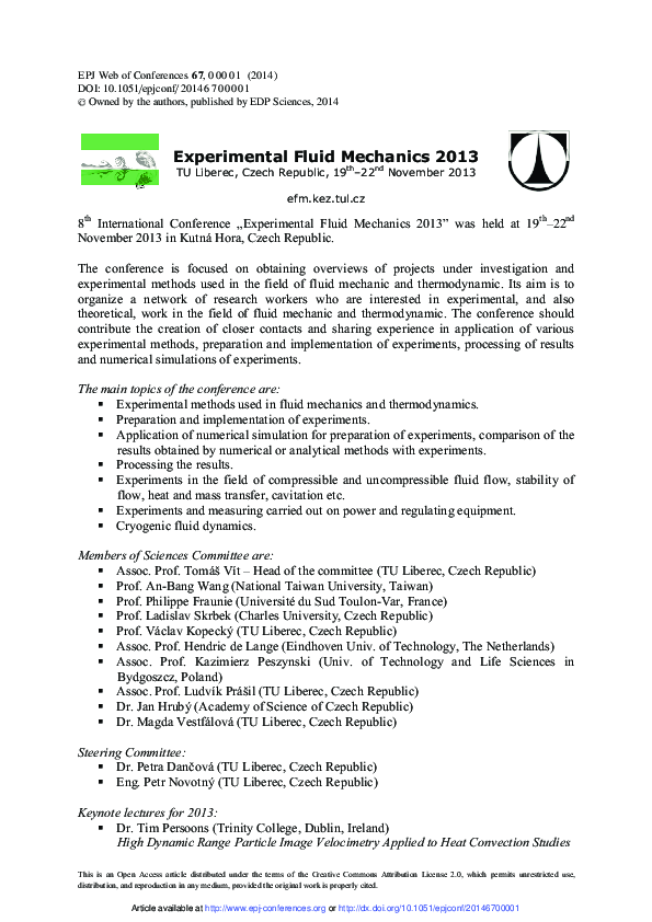 (PDF) Experimental Fluid Mechanics 2013