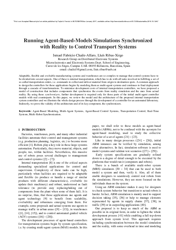 (PDF) Running Agent-based-models Simulations Synchronized with Reality ...
