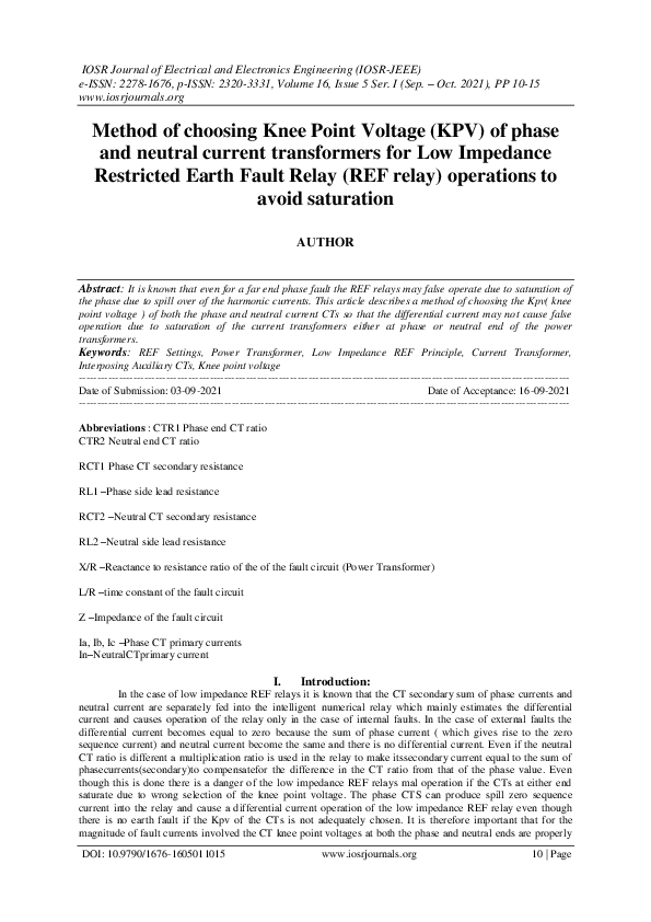 (PDF) Method of choosing Knee Point Voltage (KPV) of phase and neutral ...