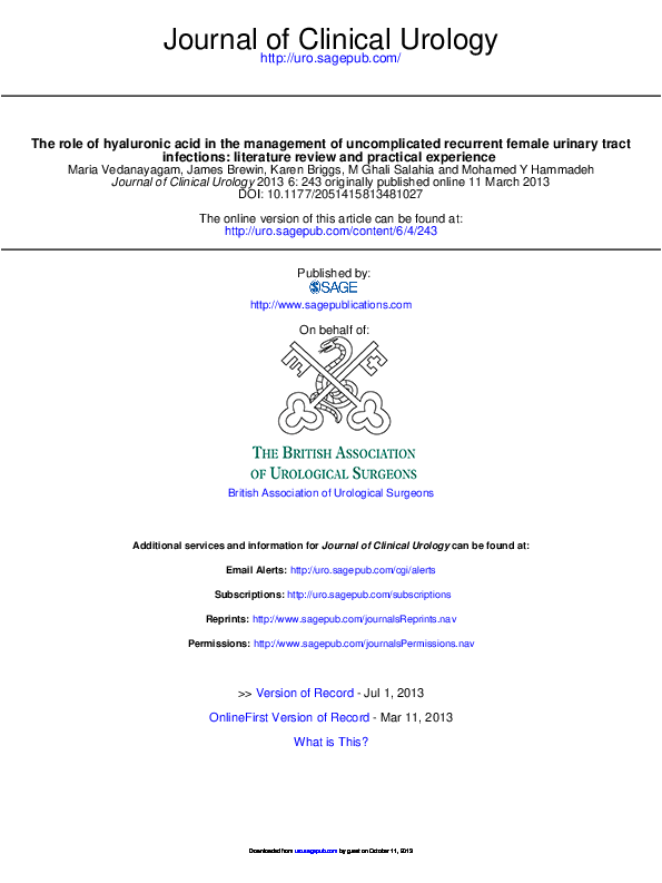(PDF) The role of hyaluronic acid in the management of uncomplicated ...