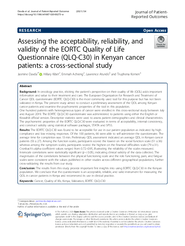 (PDF) Assessing the acceptability, reliability, and validity of the ...