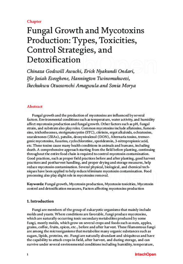 (PDF) Fungal Growth and Mycotoxins Production: Types, Toxicities, Control Strategies, and ...