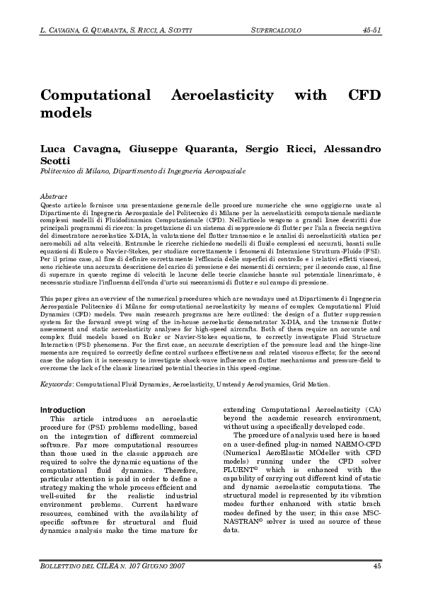 Pdf Computational Aeroelasticity With Cfd Models