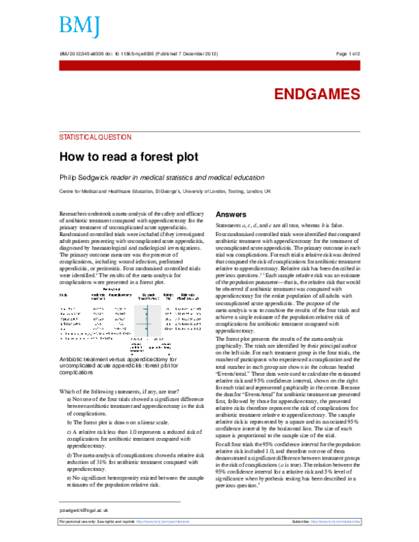 (PDF) How to read a forest plot