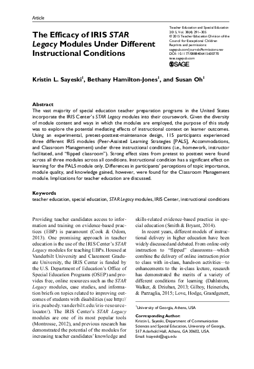 Pdf The Efficacy Of Iris Star Legacy Modules Under Different