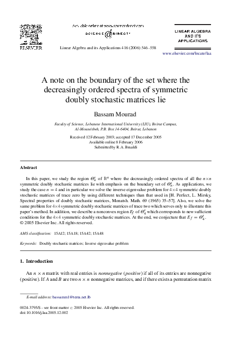 Pdf A Note On The Boundary Of The Set Where The Decreasingly Ordered