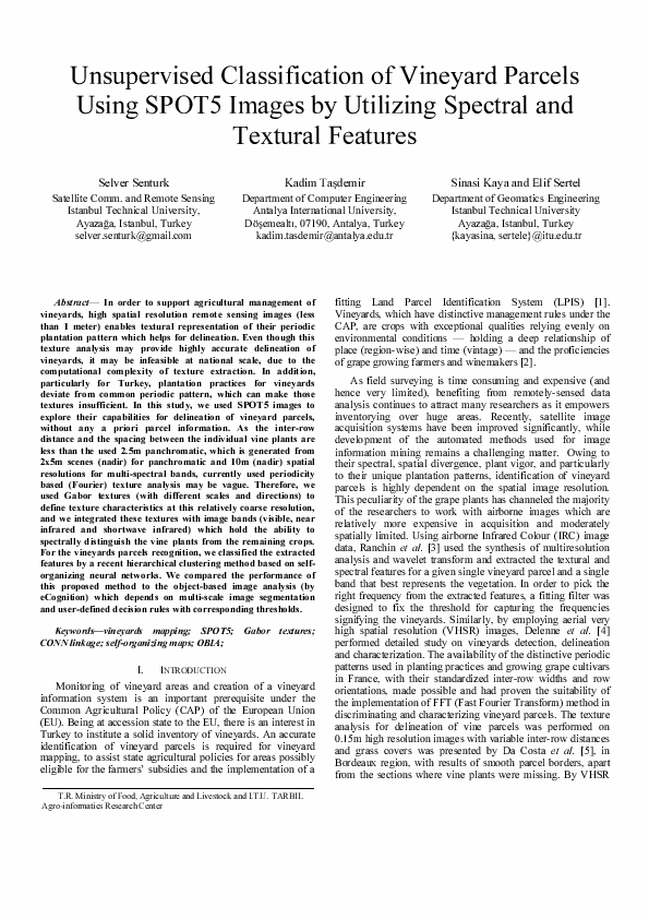 Pdf Vineyards Mapping Using Object Based Analysis