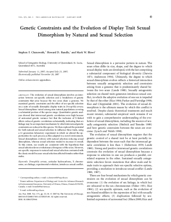 (PDF) Genetic Constraints and the Evolution of Display Trait Sexual ...