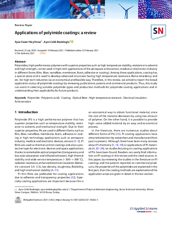 (PDF) Applications of polyimide coatings: a review