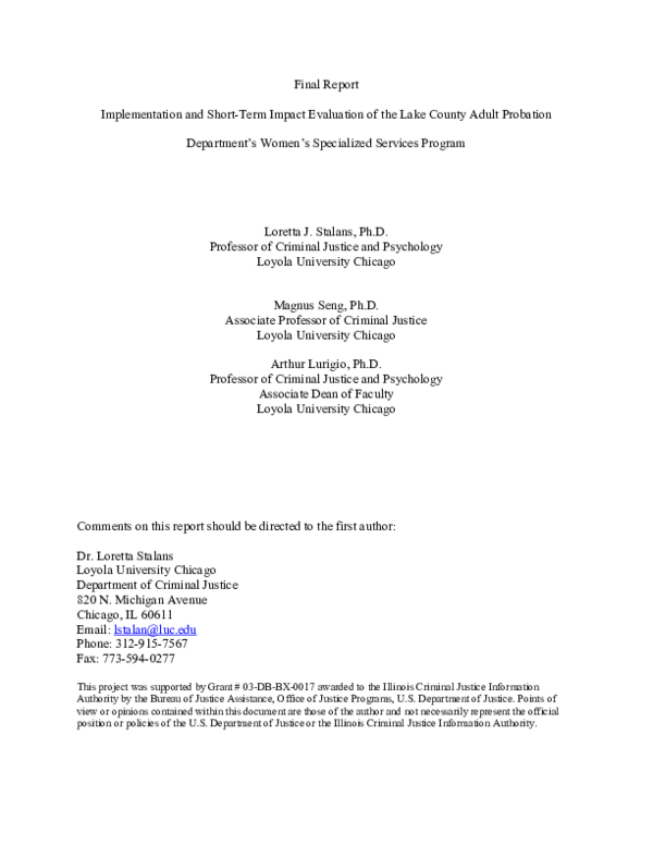 (PDF) Implementation and Short-Term Impact Evaluation of the Lake ...