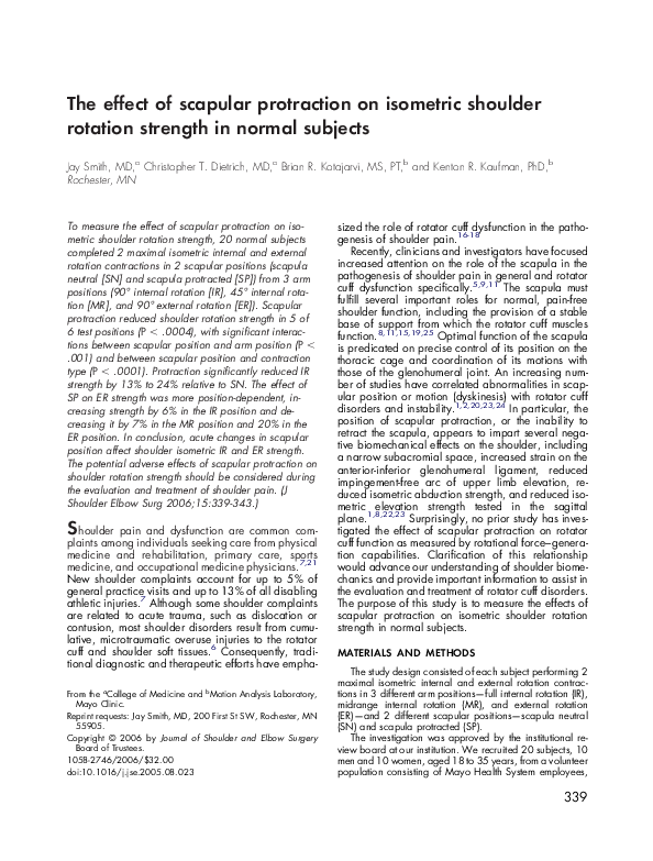 (PDF) The effect of scapular protraction on isometric shoulder rotation ...
