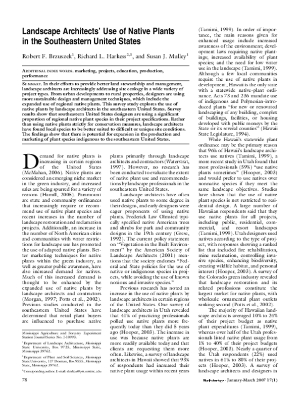 (PDF) Landscape architects' use of native plants in the southeastern ...