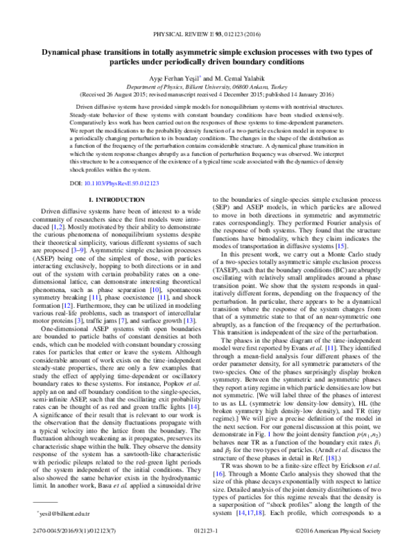 (PDF) Dynamical phase transitions in totally asymmetric simple exclusion processes with two ...