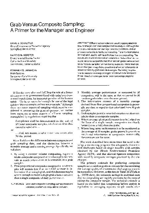(PDF) Grab versus composite sampling: A primer for the manager and engineer
