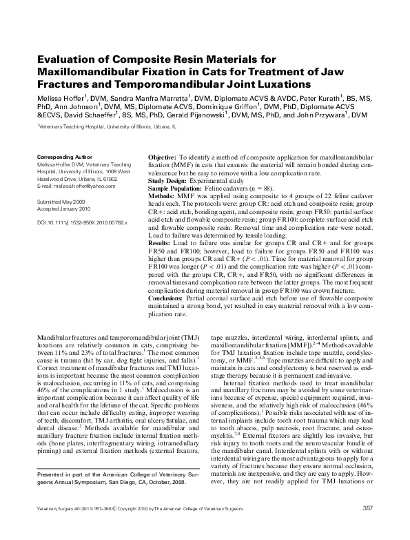 (PDF) Evaluation of Composite Resin Materials for Maxillomandibular ...