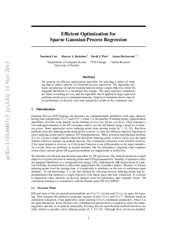 (PDF) Efficient Optimization for Sparse Gaussian Process Regression
