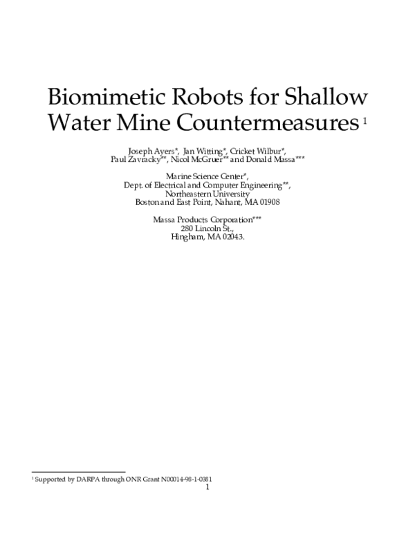 (PDF) Biomimetic robots for shallow water mine countermeasures