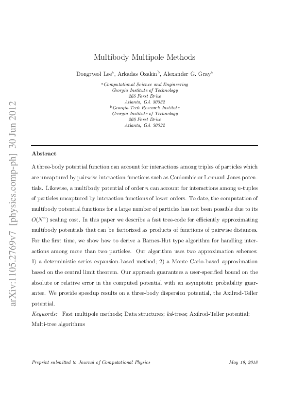 (PDF) Multibody multipole methods