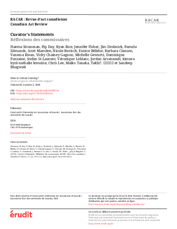 (PDF) Curator's Statements
