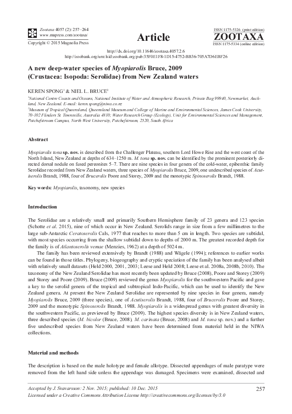 (PDF) A new deep-water species of Myopiarolis Bruce, 2009 (Crustacea ...