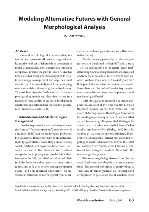 (PDF) Modeling Alternative Futures with General Morphological Analysis
