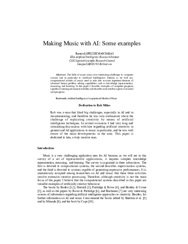 (PDF) Making Music with AI: Some examples