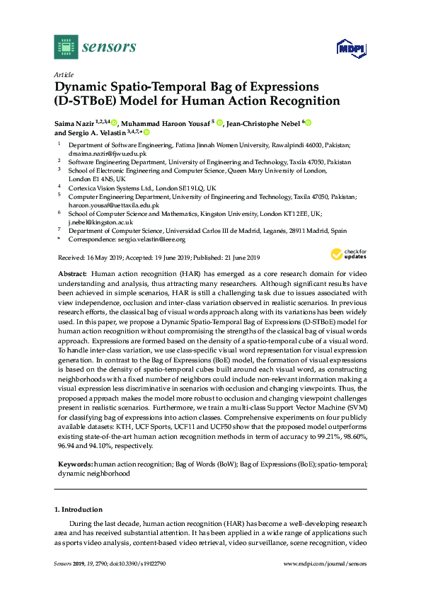 (PDF) Dynamic Spatio-Temporal Bag of Expressions (D-STBoE) Model for Human Action Recognition