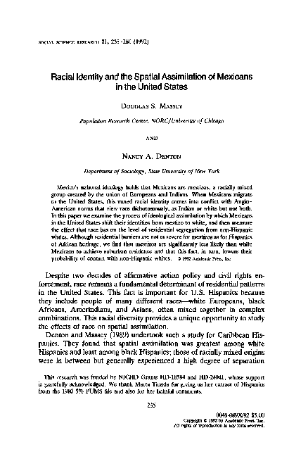 (PDF) Racial identity and the spatial assimilation of Mexicans in the ...