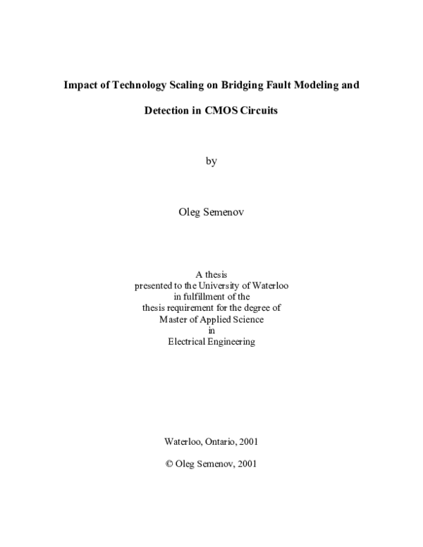 Pdf Impact Of Technology Scaling On Bridging Fault Modeling And