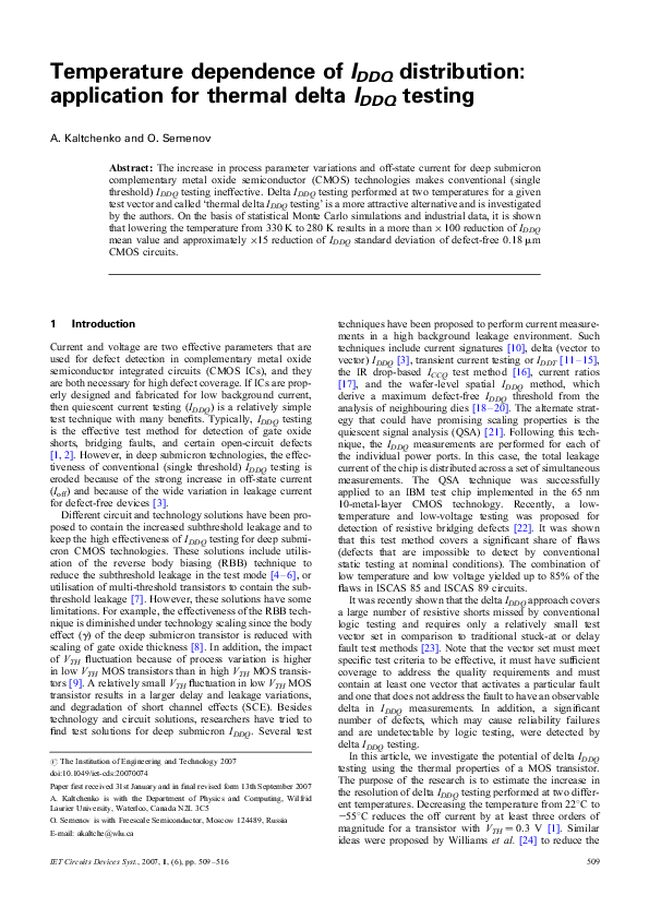 (PDF) Temperature dependence of IDDQ distribution: application for ...
