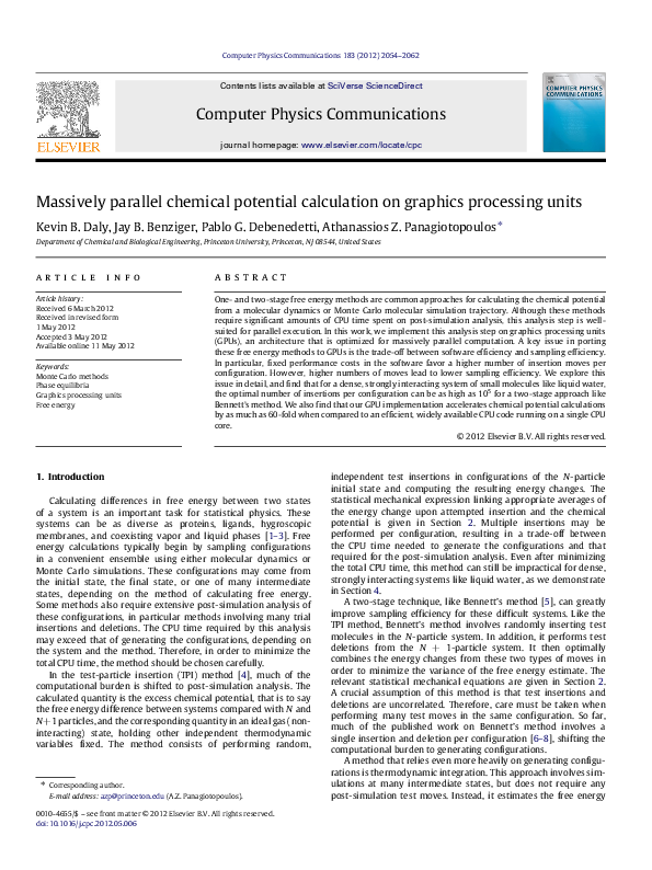 (PDF) Massively parallel chemical potential calculation on graphics processing units