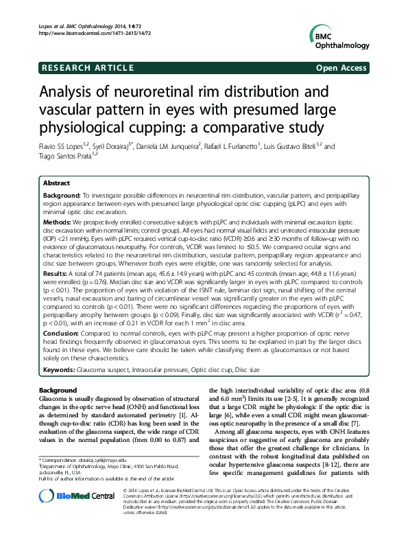 (PDF) Analysis of neuroretinal rim distribution and vascular pattern in ...
